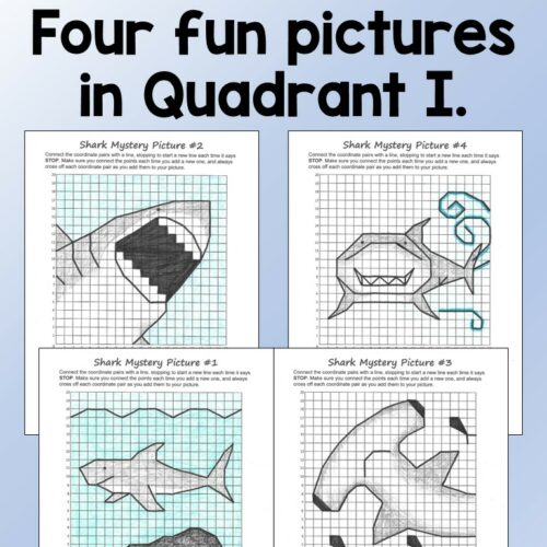 Coordinate Plane Mystery Graphing Pictures Activity Quadrant I Sharks ...