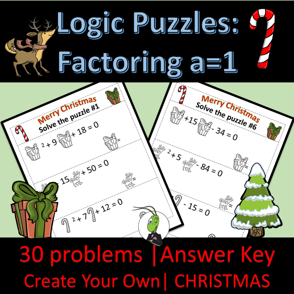 Christmas Factoring A=1 | Algebra 1 | Logic Puzzles | Made By Teachers