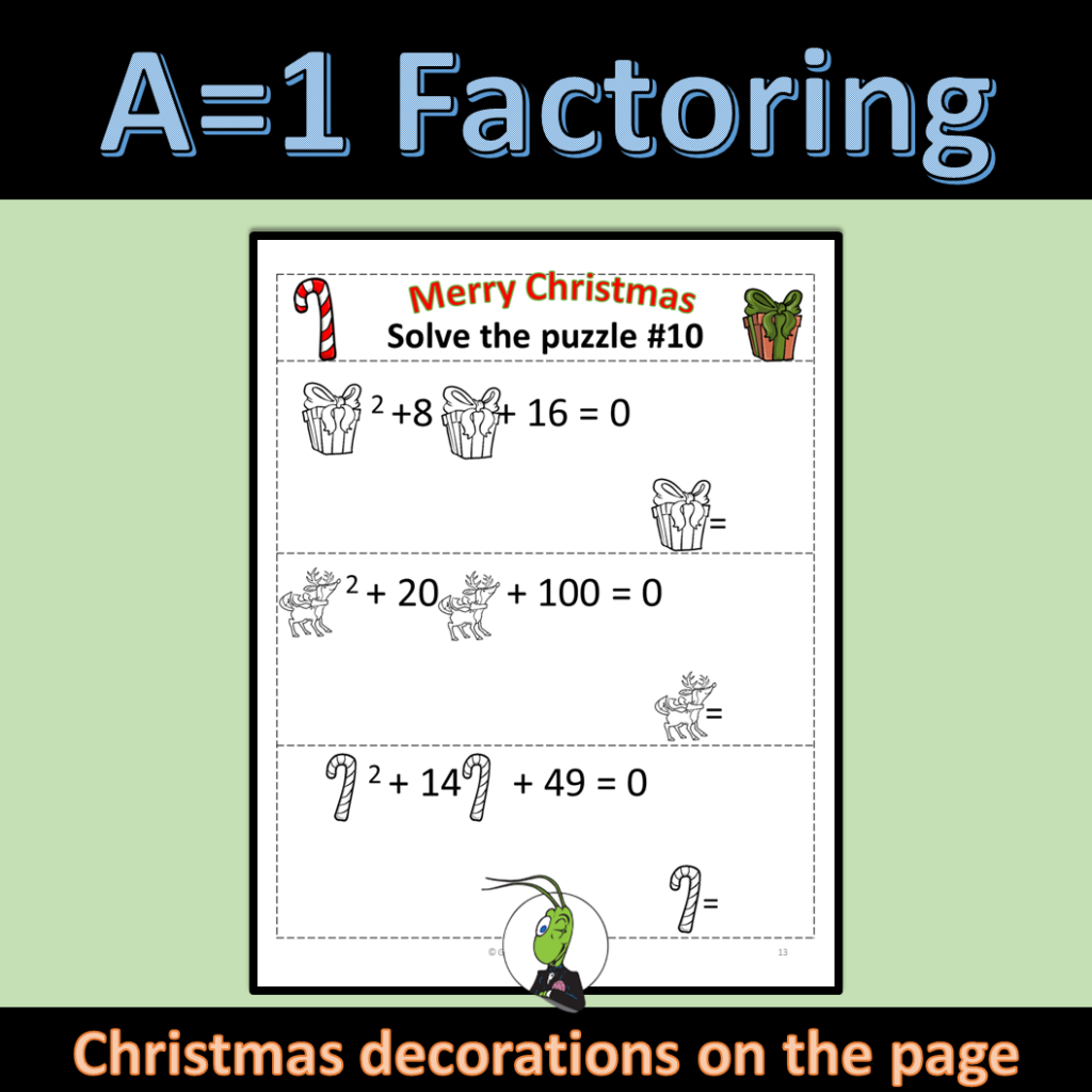 Christmas Factoring A=1 | Algebra 1 | Logic Puzzles | Made By Teachers