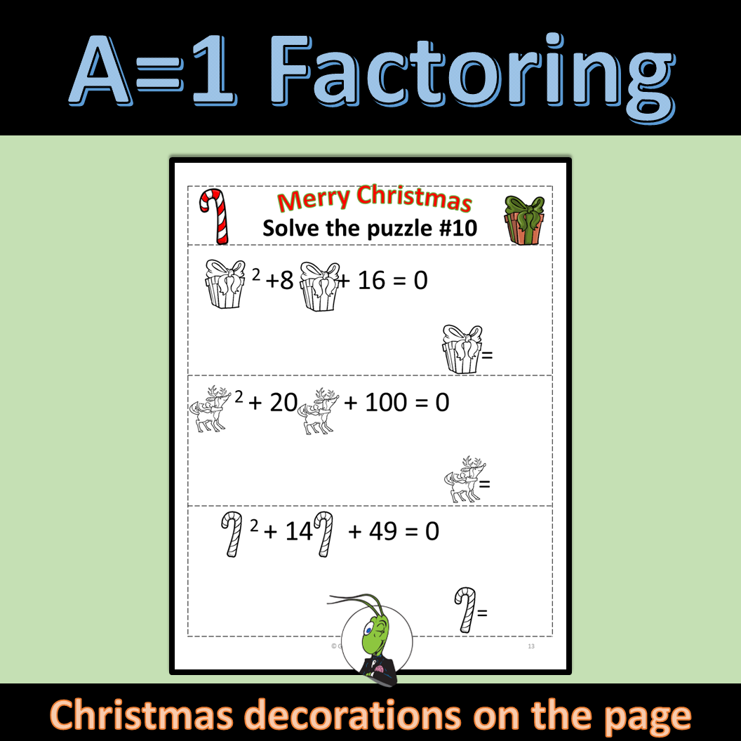 Christmas Factoring A=1 | Algebra 1 | Logic Puzzles | Made By Teachers