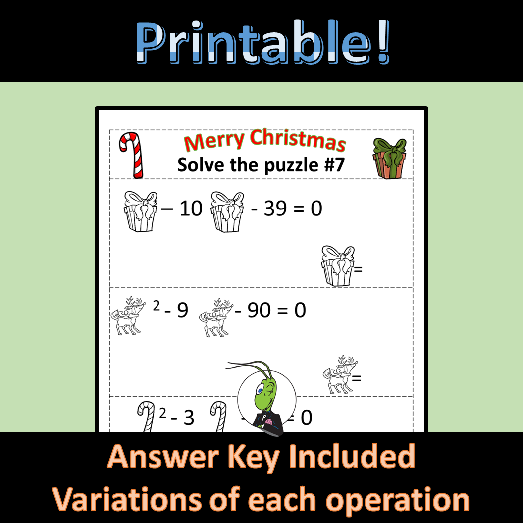 Christmas Factoring A=1 | Algebra 1 | Logic Puzzles | Made By Teachers