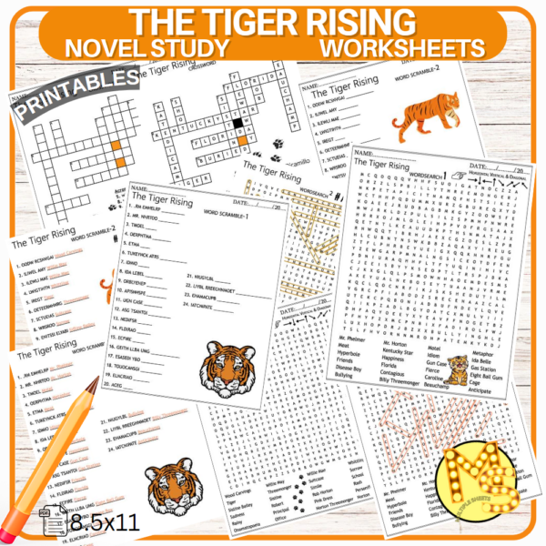 The Tiger Rising Worksheets Crossword-Word Scramble-Word Search Quiz ...