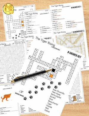 The Tiger Rising Worksheets Crossword-Word Scramble-Word Search Quiz ...