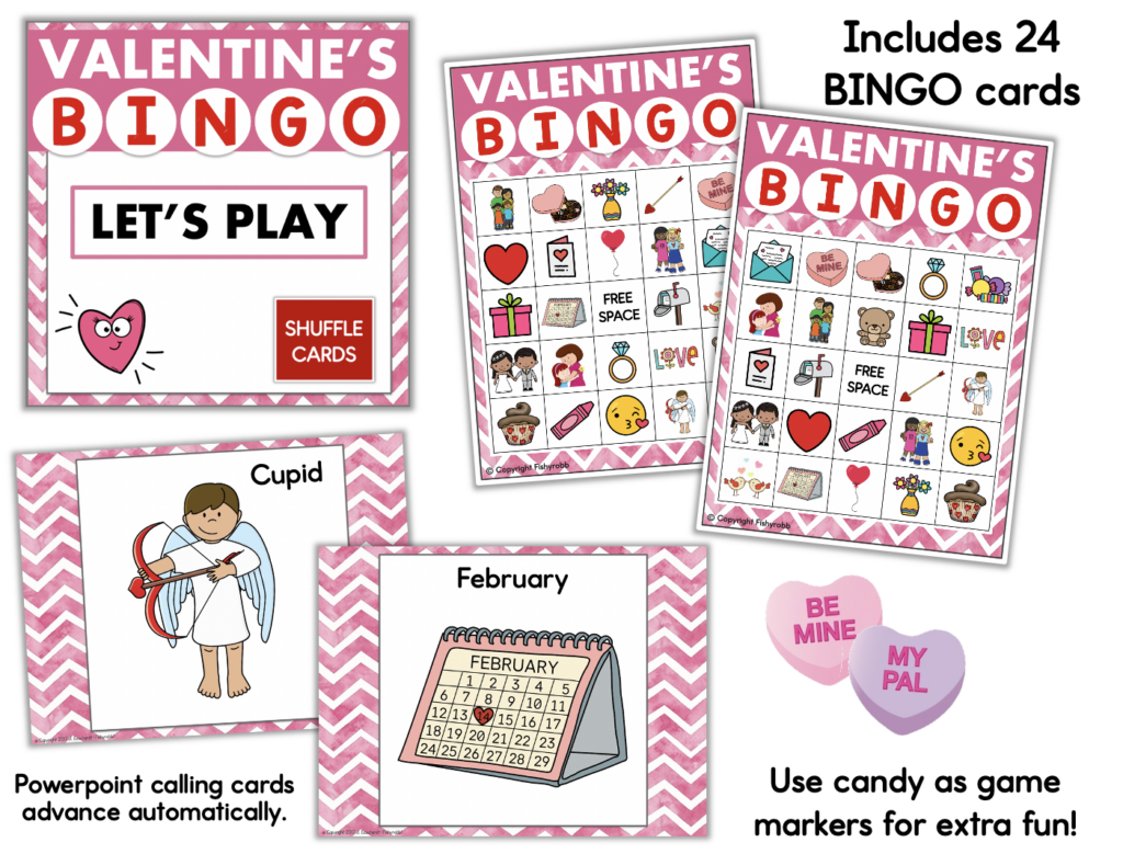 Valentine's Day Bingo Game Activity Runs Automatically in Powerpoint ...