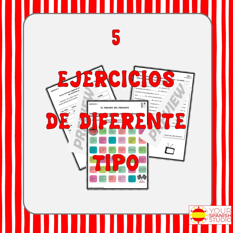 PRESENT OF INDICATIVE IN SPANISH ALL VERBS PART 2 different activities ...