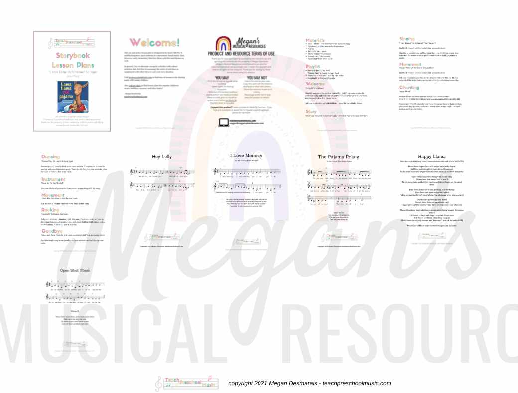 Preschool Music Lesson Plan | Llama Llama Red Pajama | Music and ...