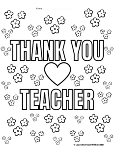Parents and Teachers Appreciation Thank You Coloring Pages | Made By ...