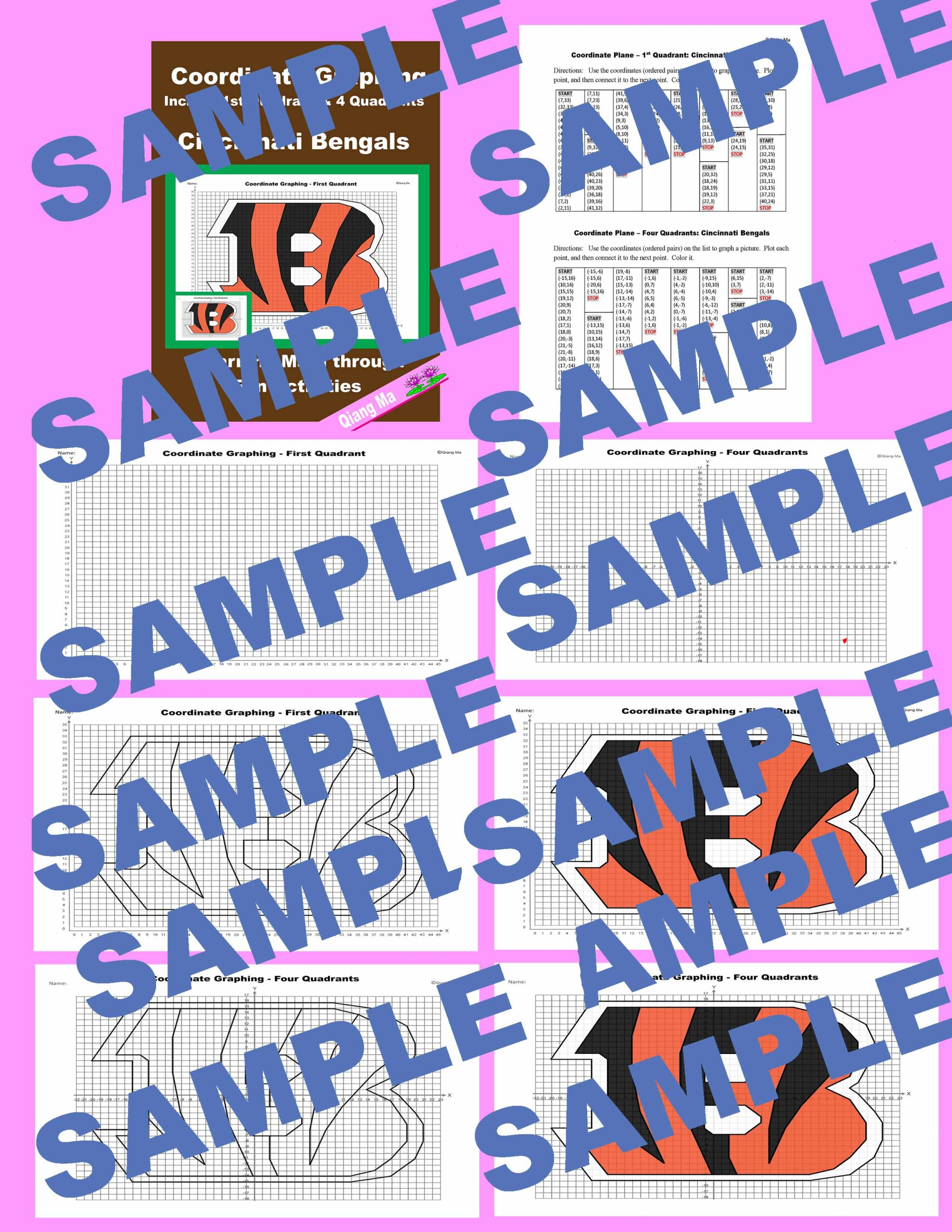 Super Bowl Coordinate Plane Graphing Picture: Cincinnati Bengals | Made ...