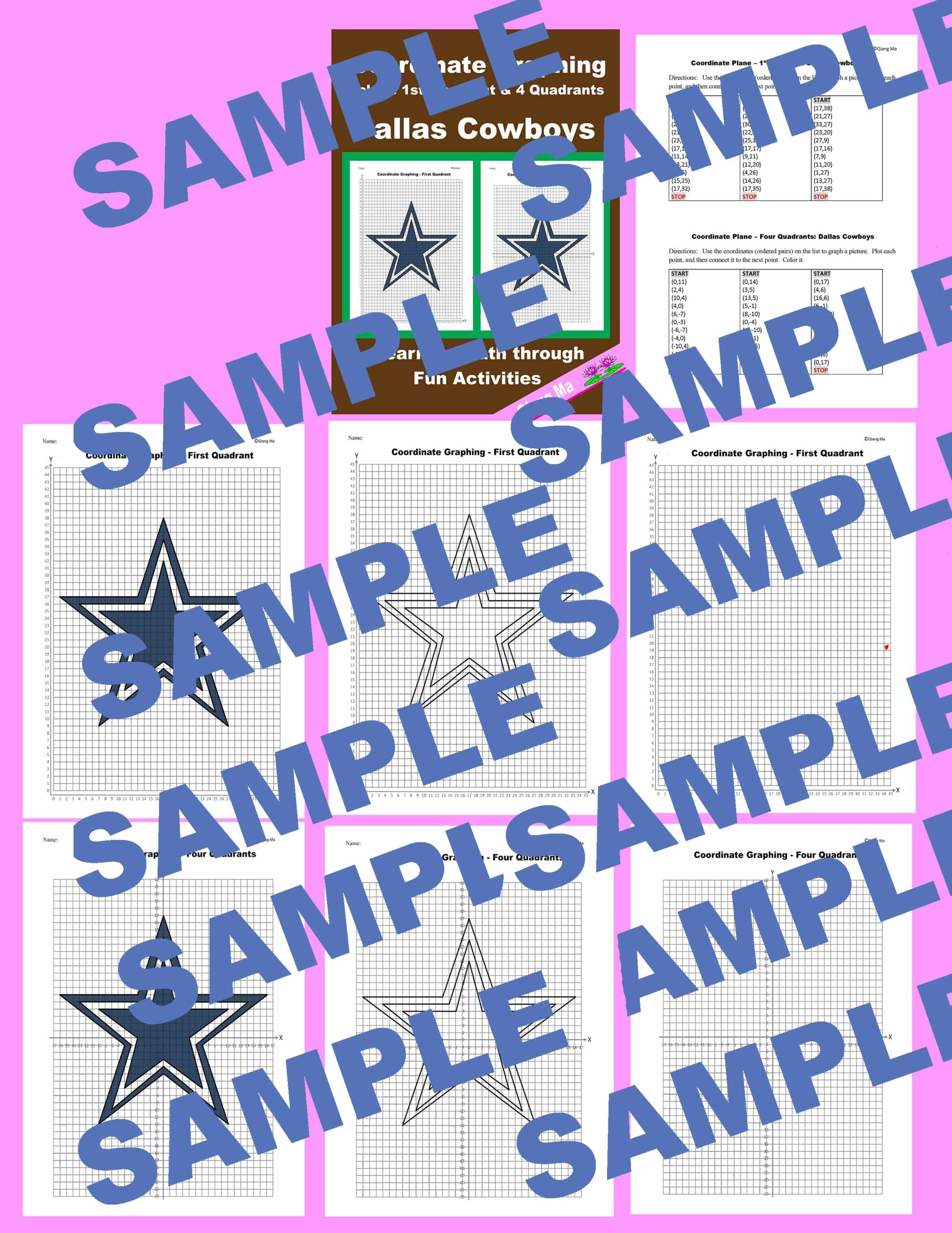 Super Bowl Coordinate Plane Graphing Picture: Dallas Cowboys | Made By ...
