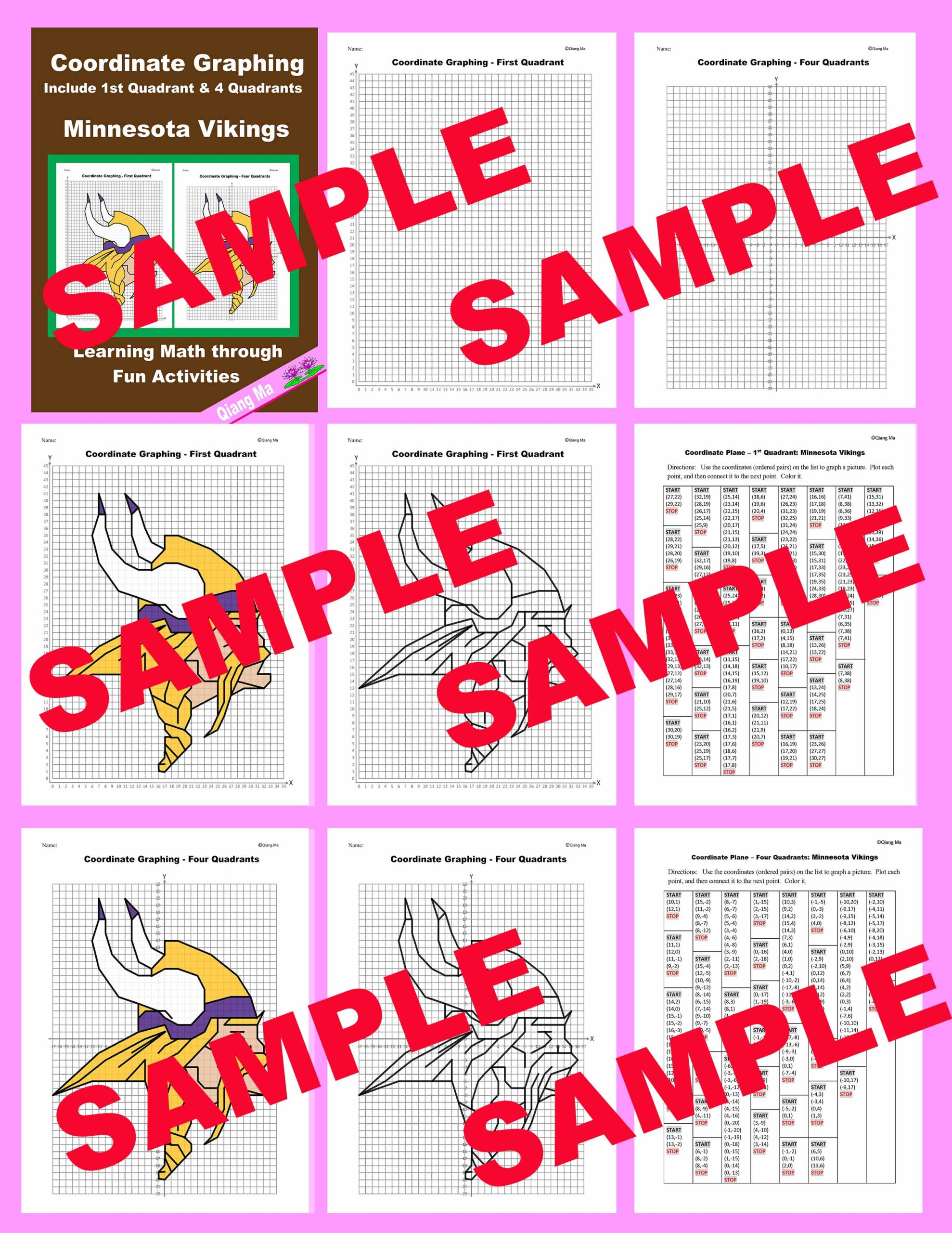 Super Bowl Coordinate Plane Graphing Picture: Minnesota Vikings | Made ...