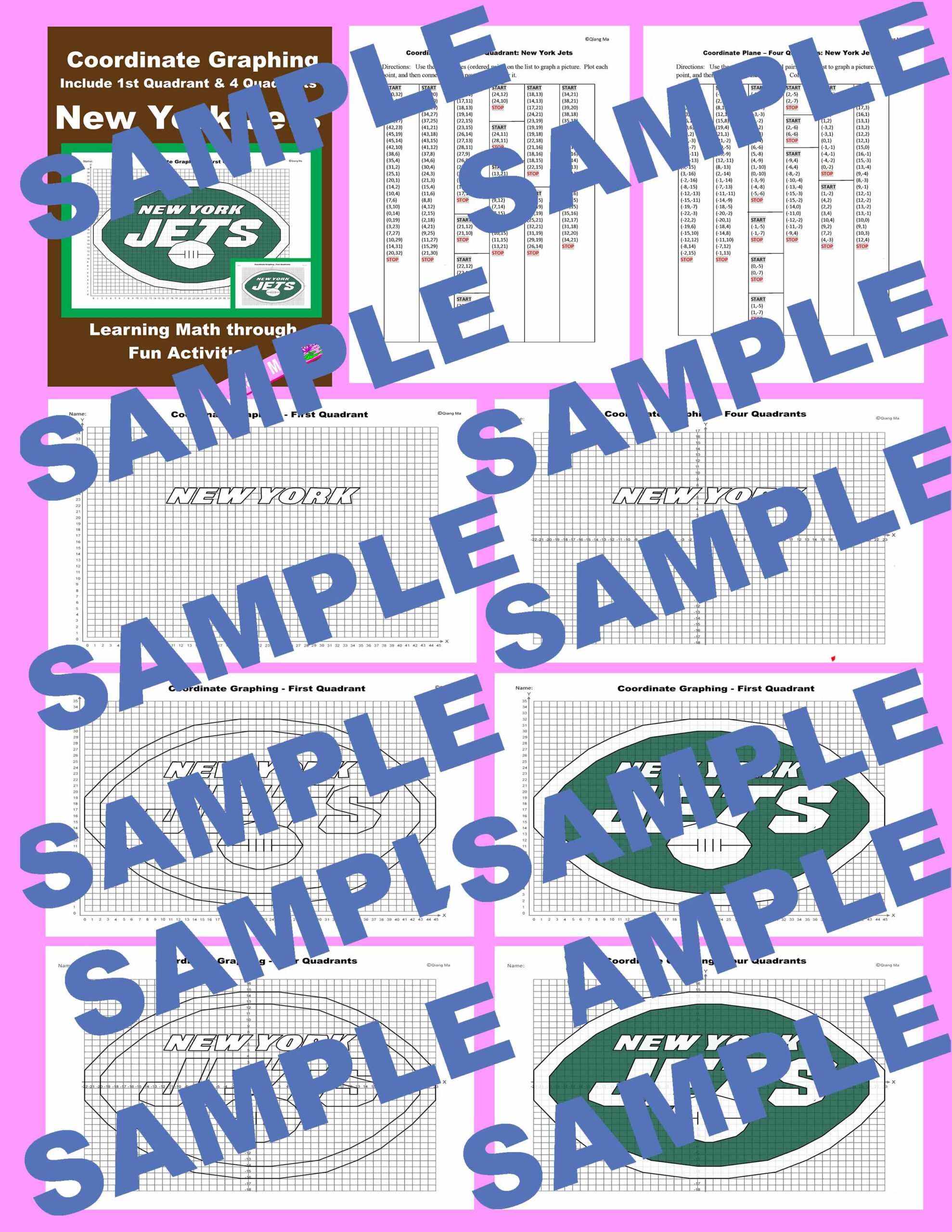 Super Bowl Coordinate Plane Graphing Picture: New York Jets | Made By ...