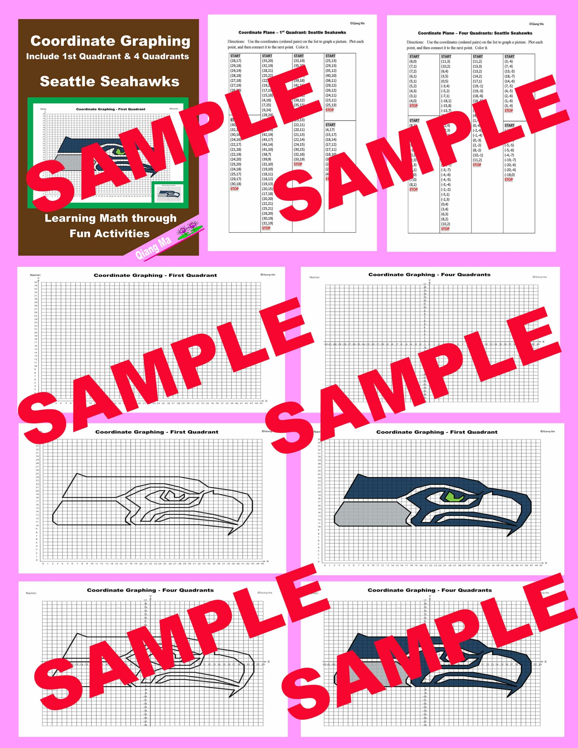 Super Bowl Coordinate Plane Graphing Picture: Seattle Seahawks | Made ...