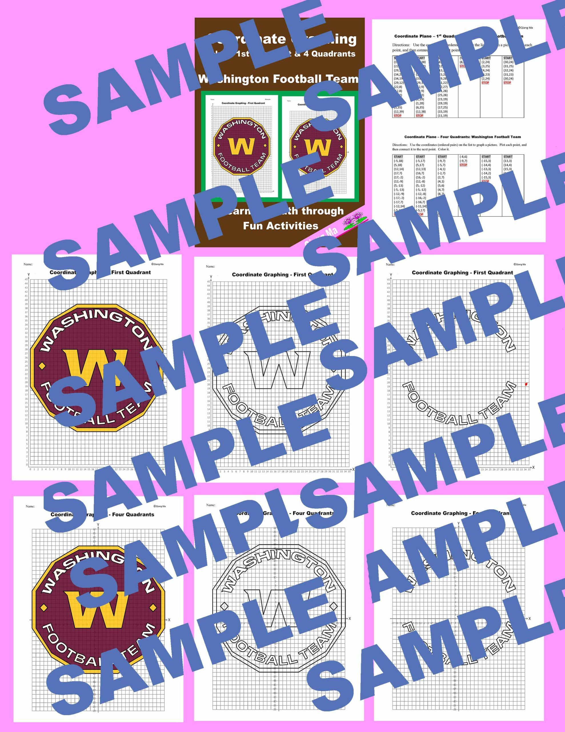 Super Bowl Coordinate Plane Graphing Picture: Washington Football Team ...