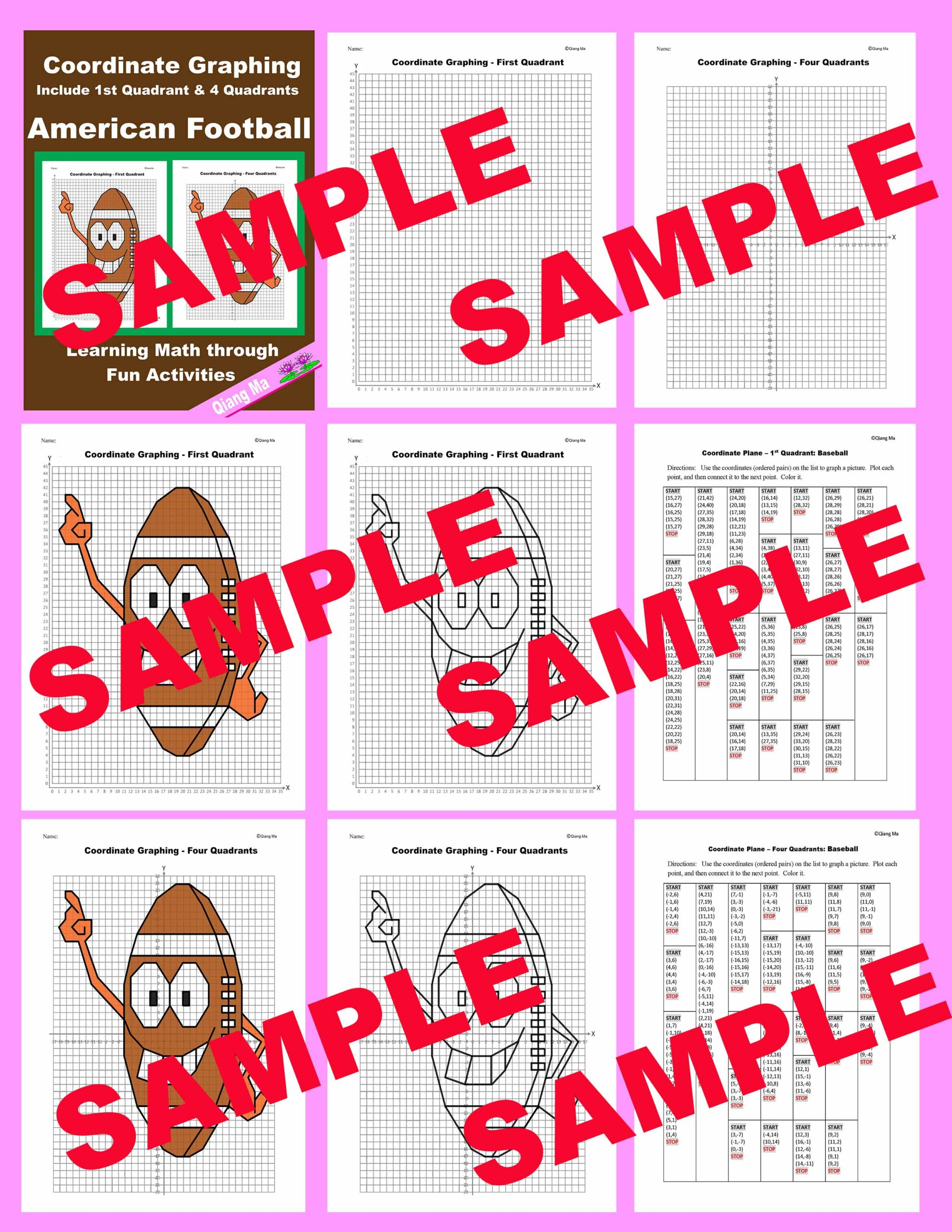 Super Bowl Coordinate Plane Graphing Picture: American Football | Made ...