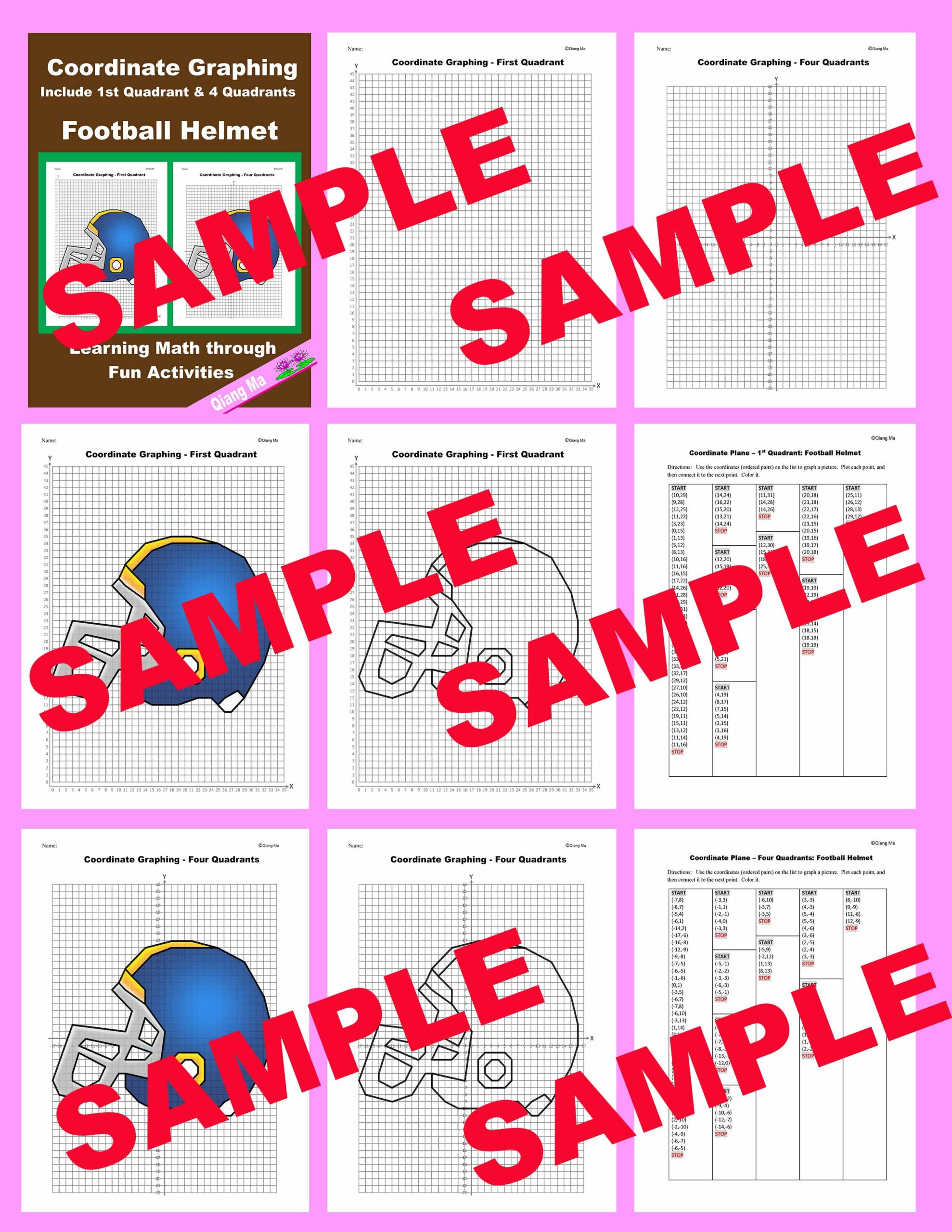 Super Bowl Coordinate Plane Graphing Picture: Football Helmet | Made By ...