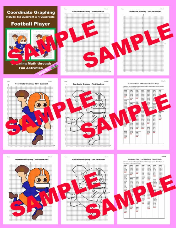 Super Bowl Coordinate Plane Graphing Picture: Football Player | Made By ...