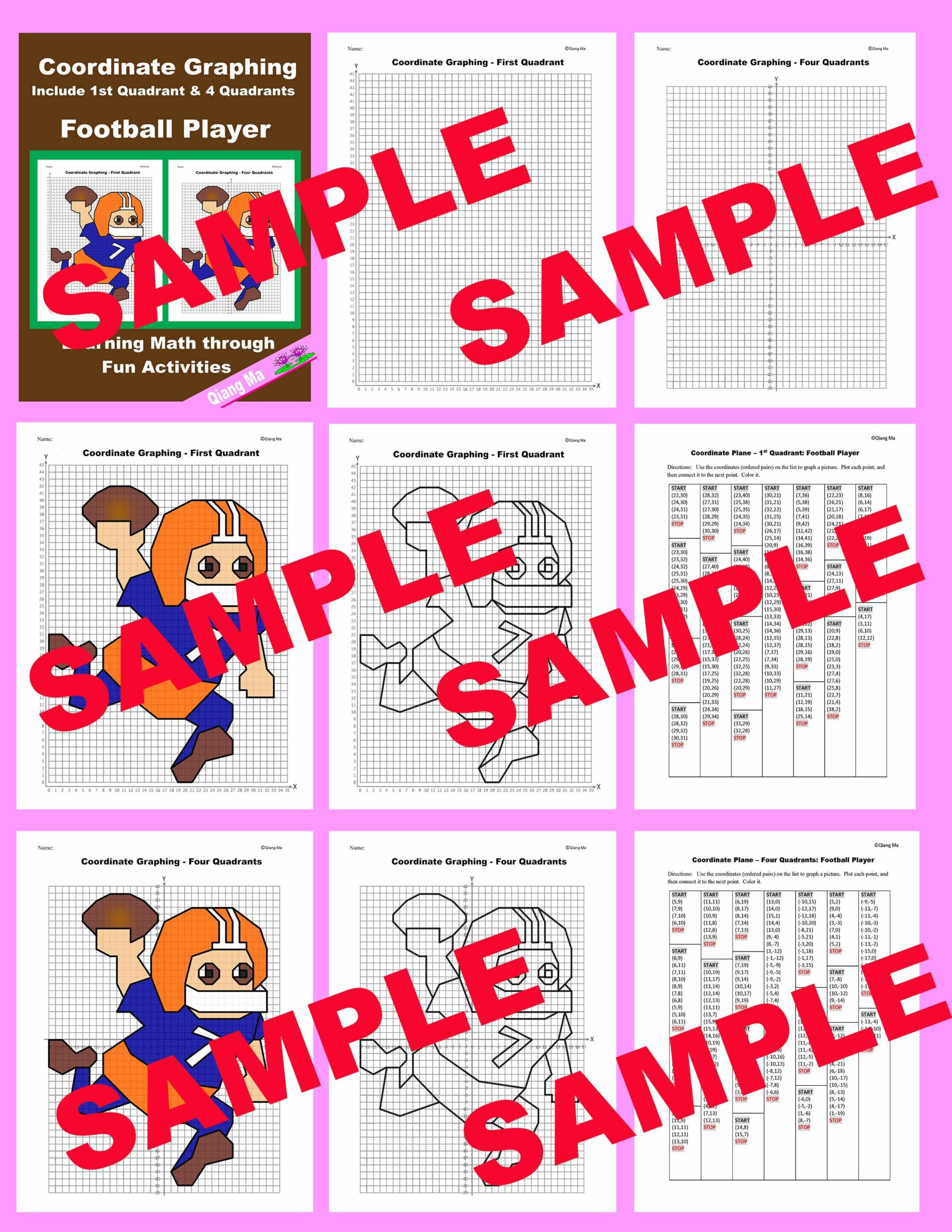 Super Bowl Coordinate Plane Graphing Picture: Football Player | Made By ...