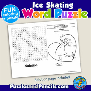 Ice Skating Word Search Puzzle Activity Page with Coloring | Winter ...