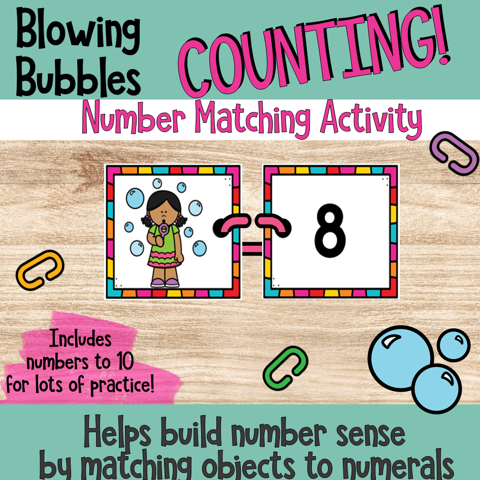 Blowing Bubbles Number Match Counting Activity for Pre-K and ...