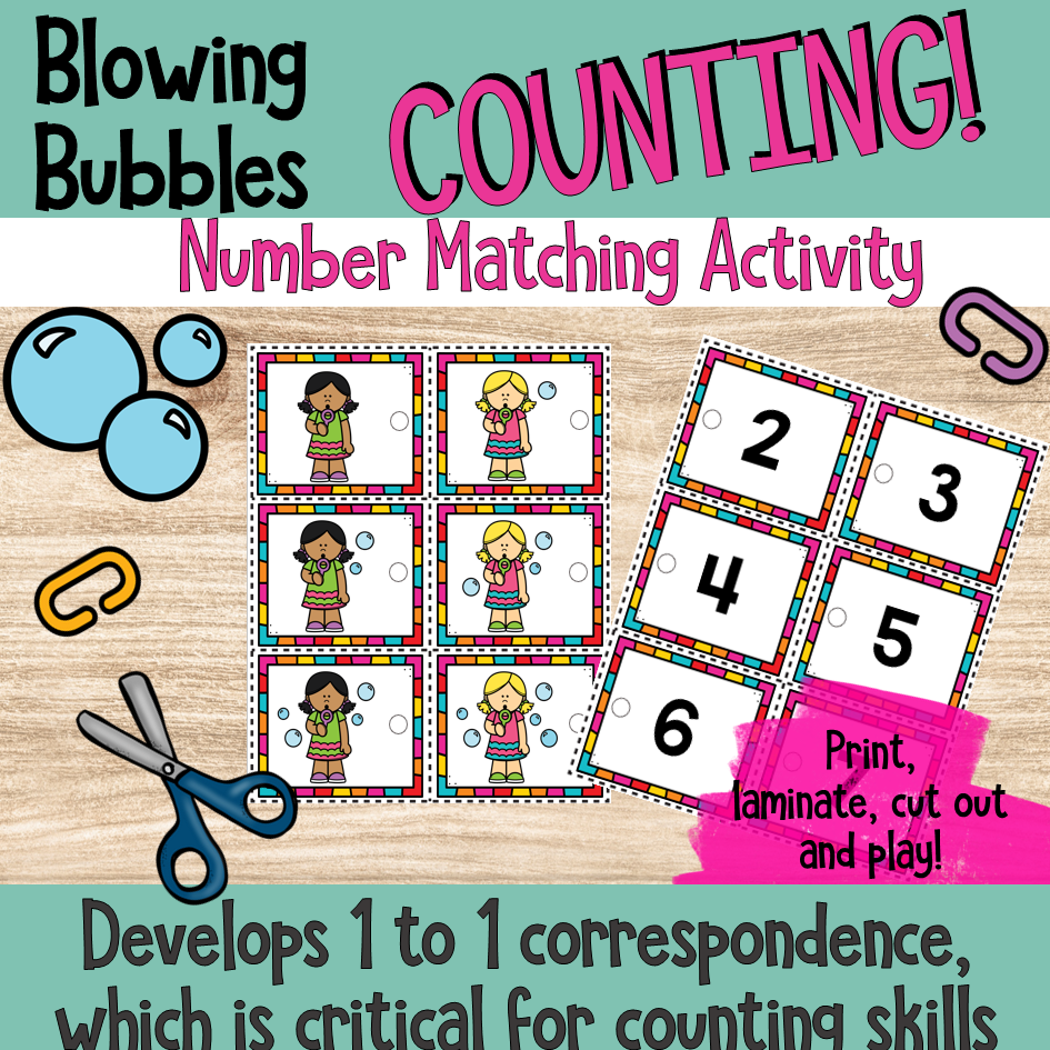 Blowing Bubbles Number Match Counting Activity for Pre-K and ...