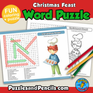 Christmas Feast Word Search Puzzle Activity Page with Coloring ...