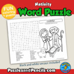 Nativity Word Search Puzzle Activity Page with Coloring | Christmas ...