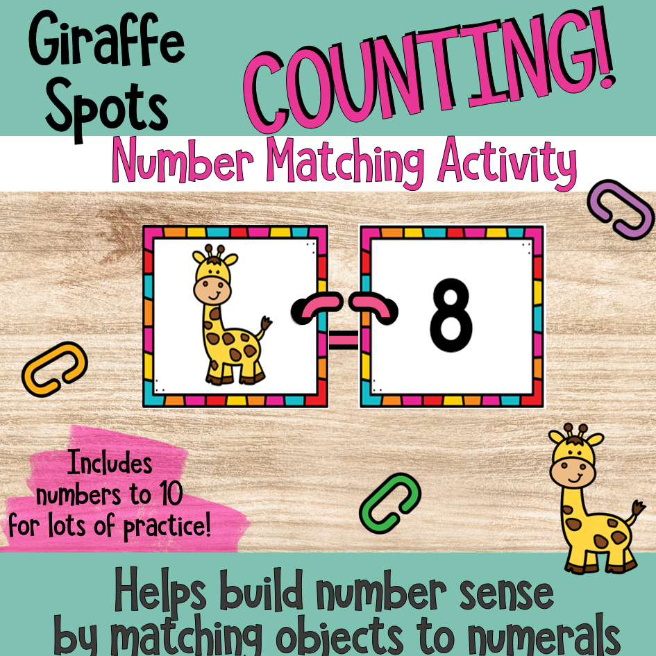 Giraffe Spots Number Match Counting Activity for Pre-K and Kindergarten ...