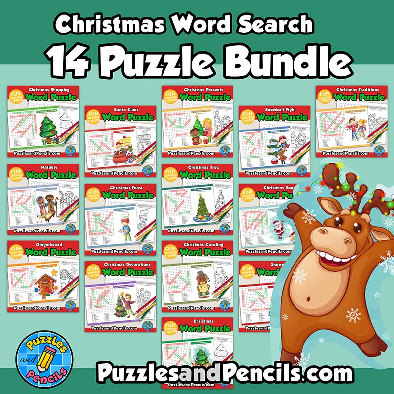Christmas Word Search Puzzle Activity BUNDLE | 14 Christmas Wordsearch ...