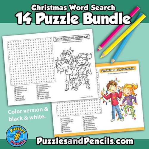Christmas Word Search Puzzle Activity BUNDLE | 14 Christmas Wordsearch ...
