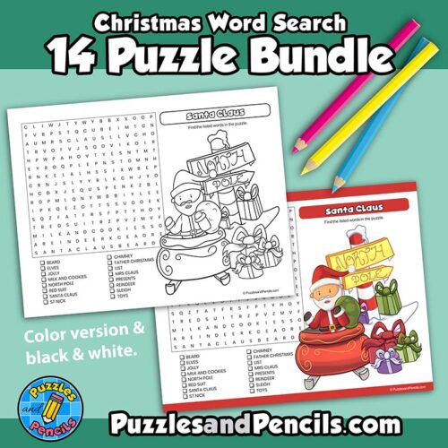Christmas Word Search Puzzle Activity BUNDLE | 14 Christmas Wordsearch ...