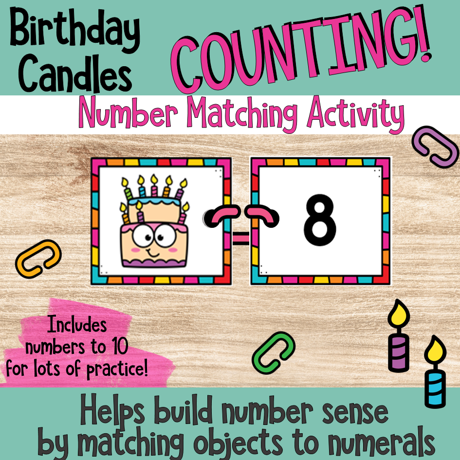 Birthday Candles Number Match Counting Activity for Pre-K and ...