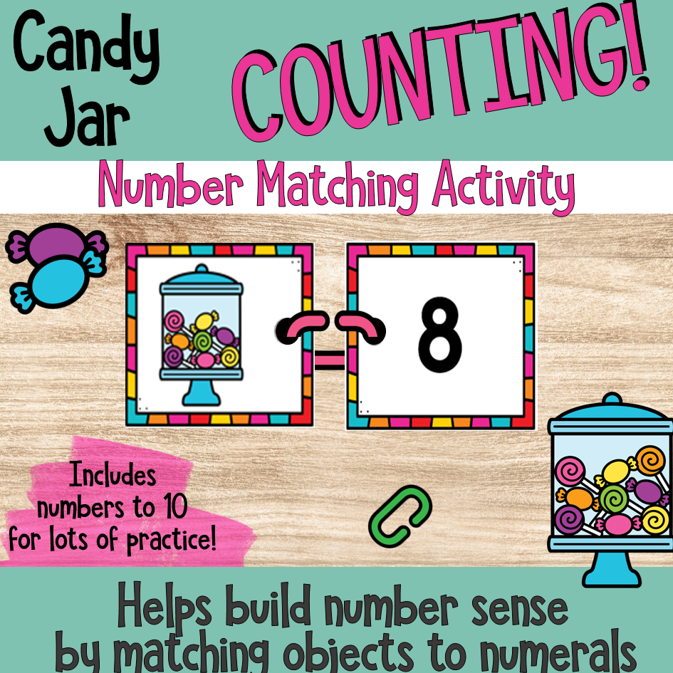 Candy Jar Number Match Counting Activity for Pre-K and Kindergarten ...