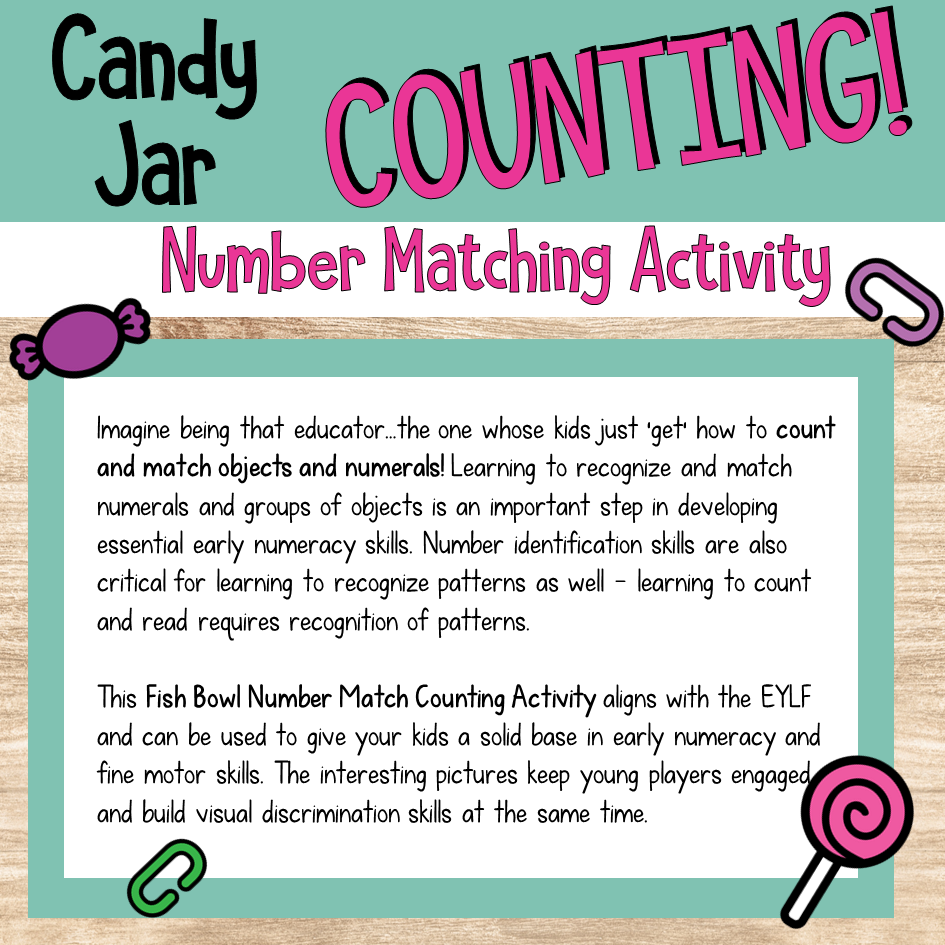 Candy Jar Number Match Counting Activity for Pre-K and Kindergarten ...
