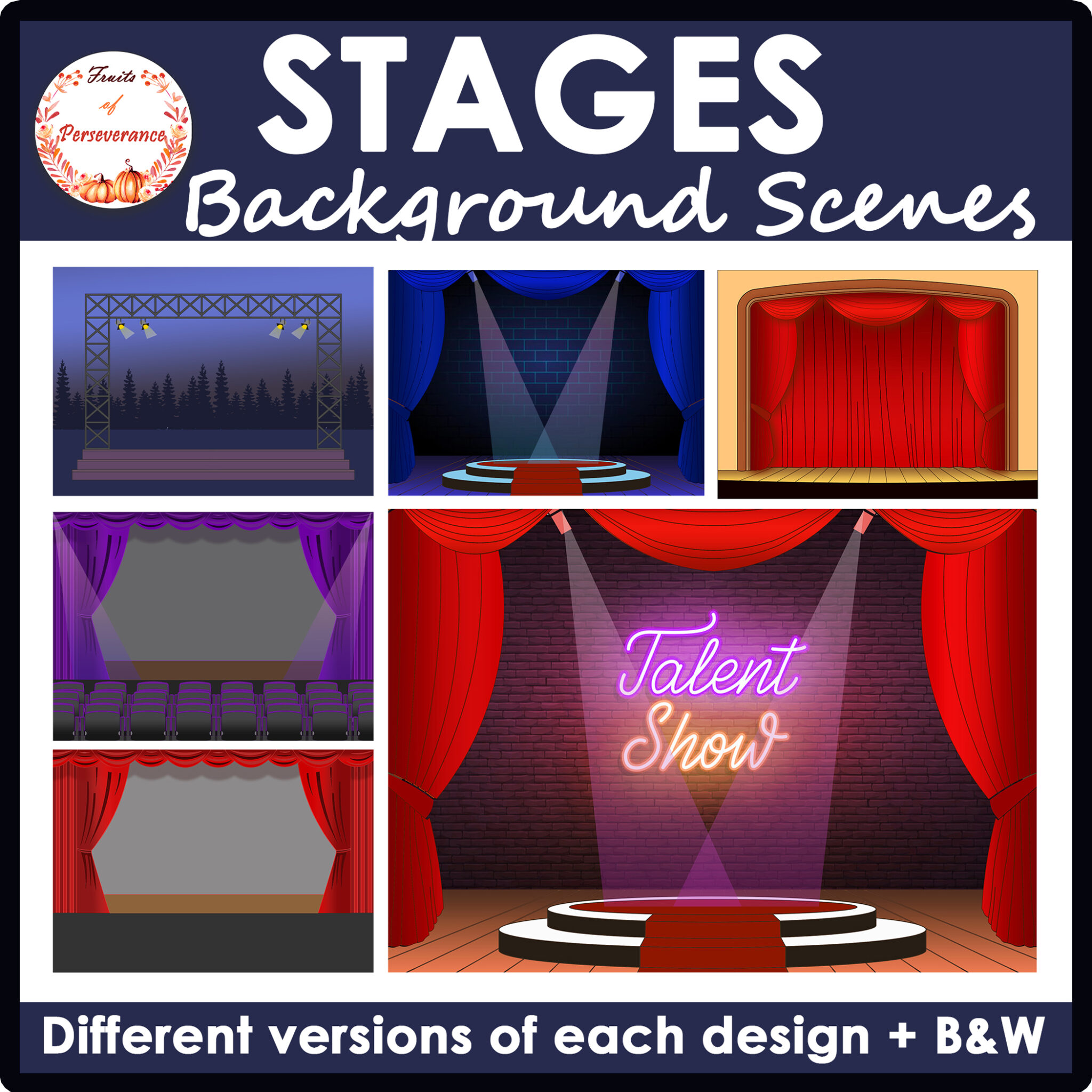Theater Stages Background Scenes Clipart | Graduation Clipart | Made By ...