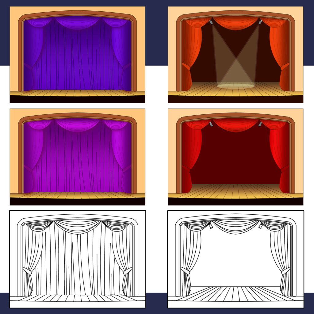 Theater Stages Background Scenes Clipart | Graduation Clipart | Made By ...