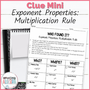 Exponent Properties Multiplication Clue Mini Mystery Activity | Made By ...