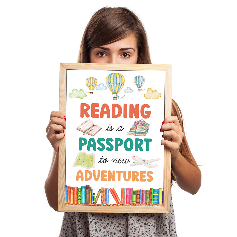 Printable Book Quotes Poster, Reading Is A Passport For New Adventures ...