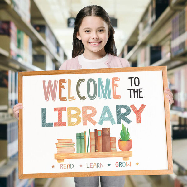 Printable School Library Welcome Sign, Library Wall Art for School or ...