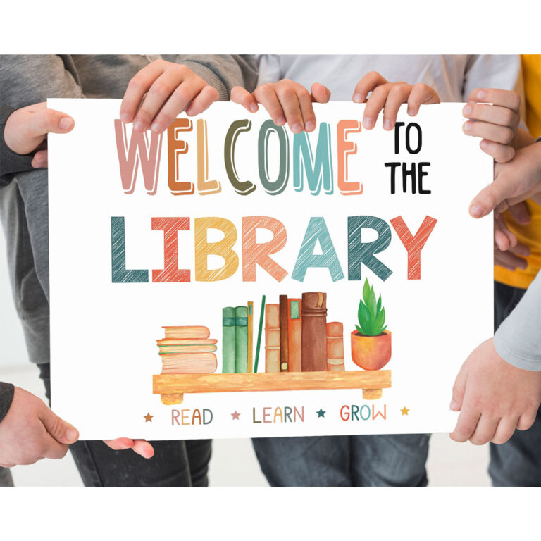 Printable School Library Welcome Sign, Library Wall Art for School or ...