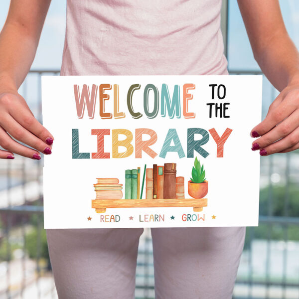 Printable School Library Welcome Sign, Library Wall Art for School or ... Printable School Library Welcome Sign, Library Wall Art for School or ...