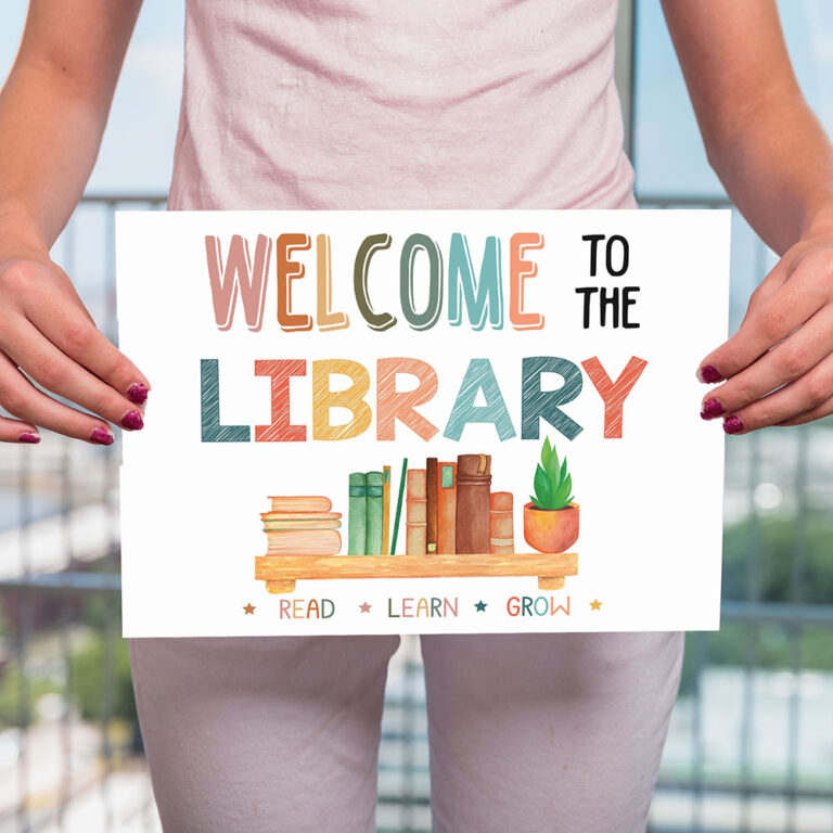 Printable School Library Welcome Sign, Library Wall Art for School or ...