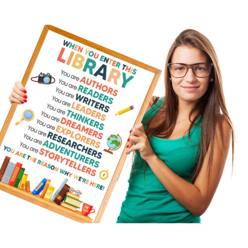 Printable Library Wall Art Welcome Sign, When You Enter This Library ...