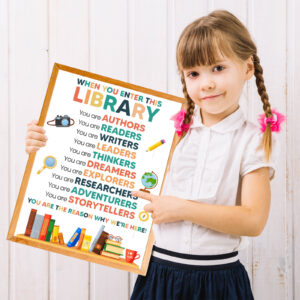 Printable Library Wall Art Welcome Sign, When You Enter This Library ...