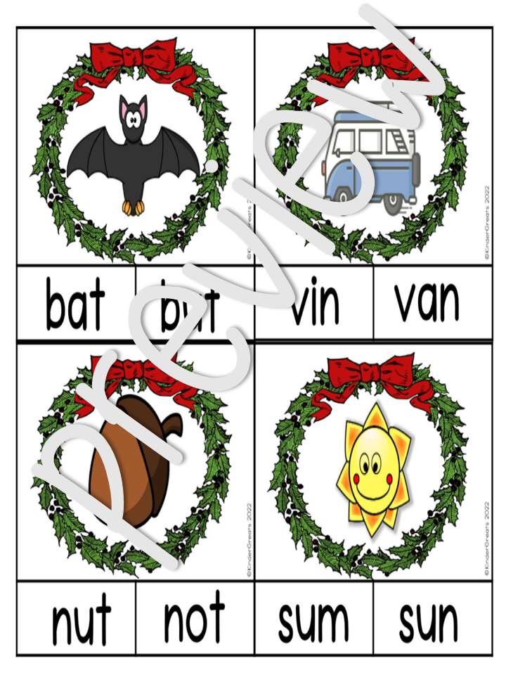 Christmas Cvc words Clip Cards | Made By Teachers