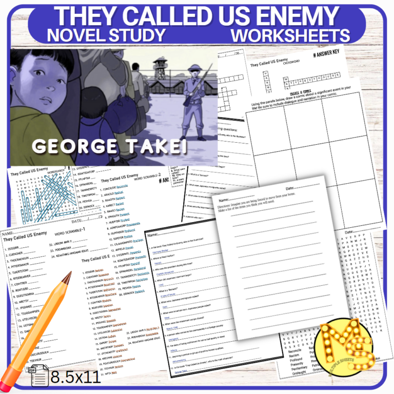 They Called Us Enemy Novel Worksheets Crossword-Word Scramble-Word ...