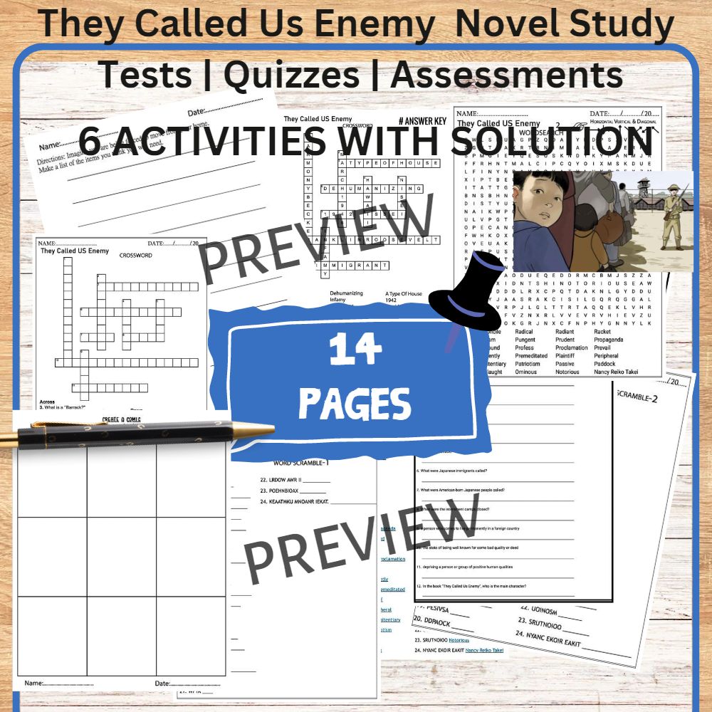 They Called Us Enemy Novel Worksheets Crossword-Word Scramble-Word ...