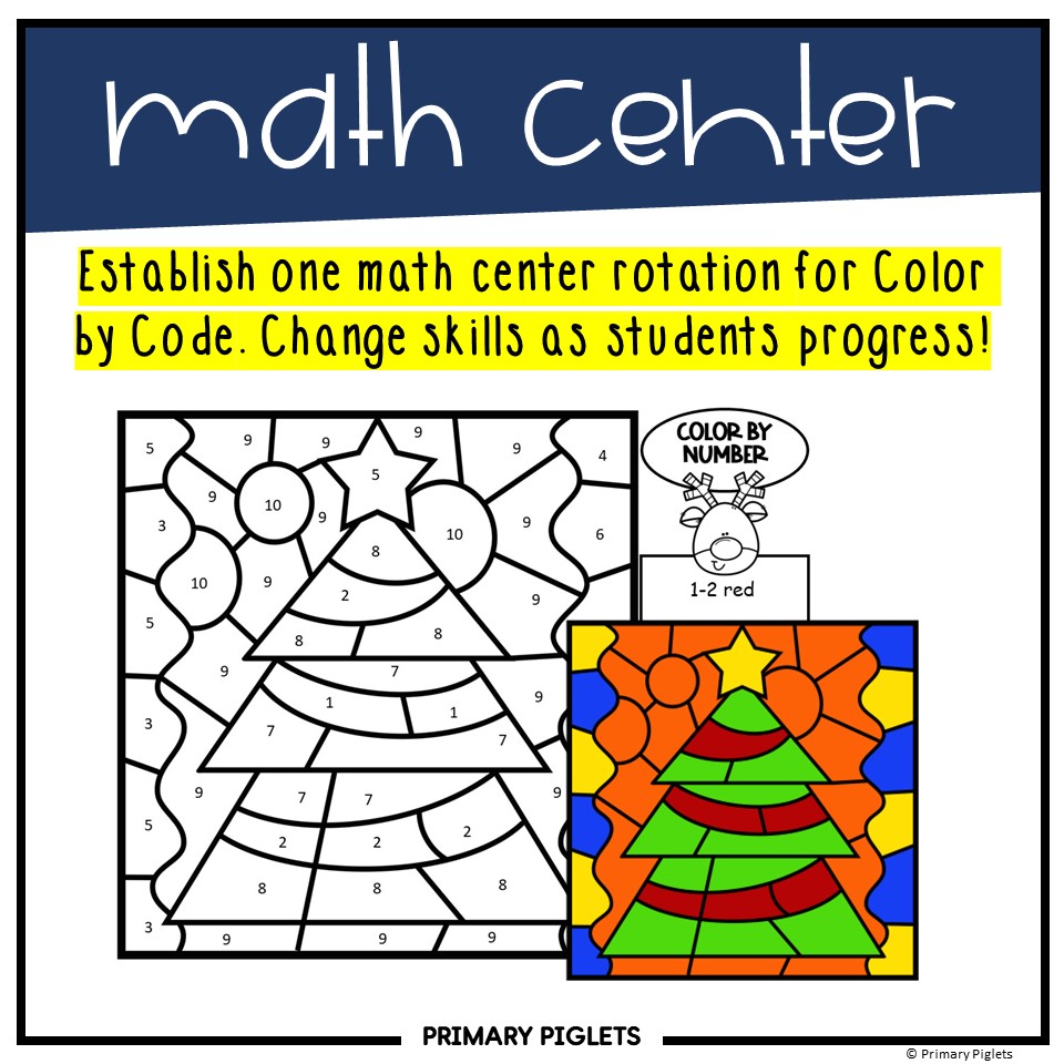 CHRISTMAS COLOR BY NUMBER CODE NUMBER RECOGNITION WORKSHEETS | Made By ...