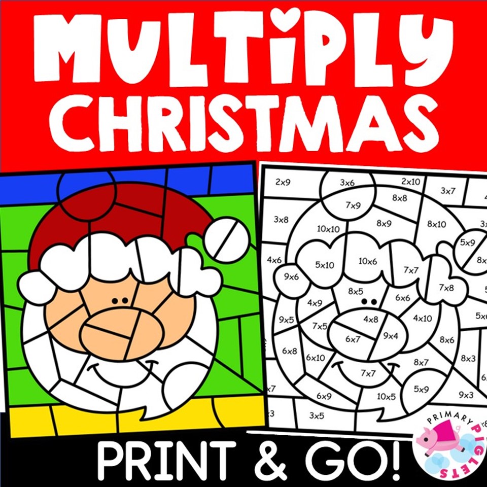 Christmas Color By Number Multiplication
