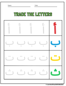 Arabic Alphabet Activities Trace and Write the Letters Worksheets ...
