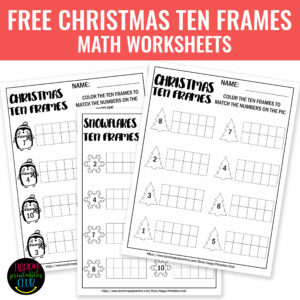 Christmas Ten Frames Math Activity Worksheets Kindergarten-Ten Frames ...